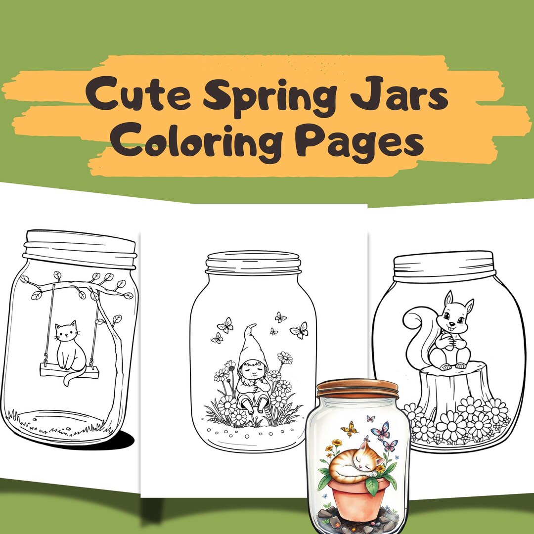 Cute Spring Jars Coloring Pages, Bold and Easy Coloring Pages, Relaxing ...