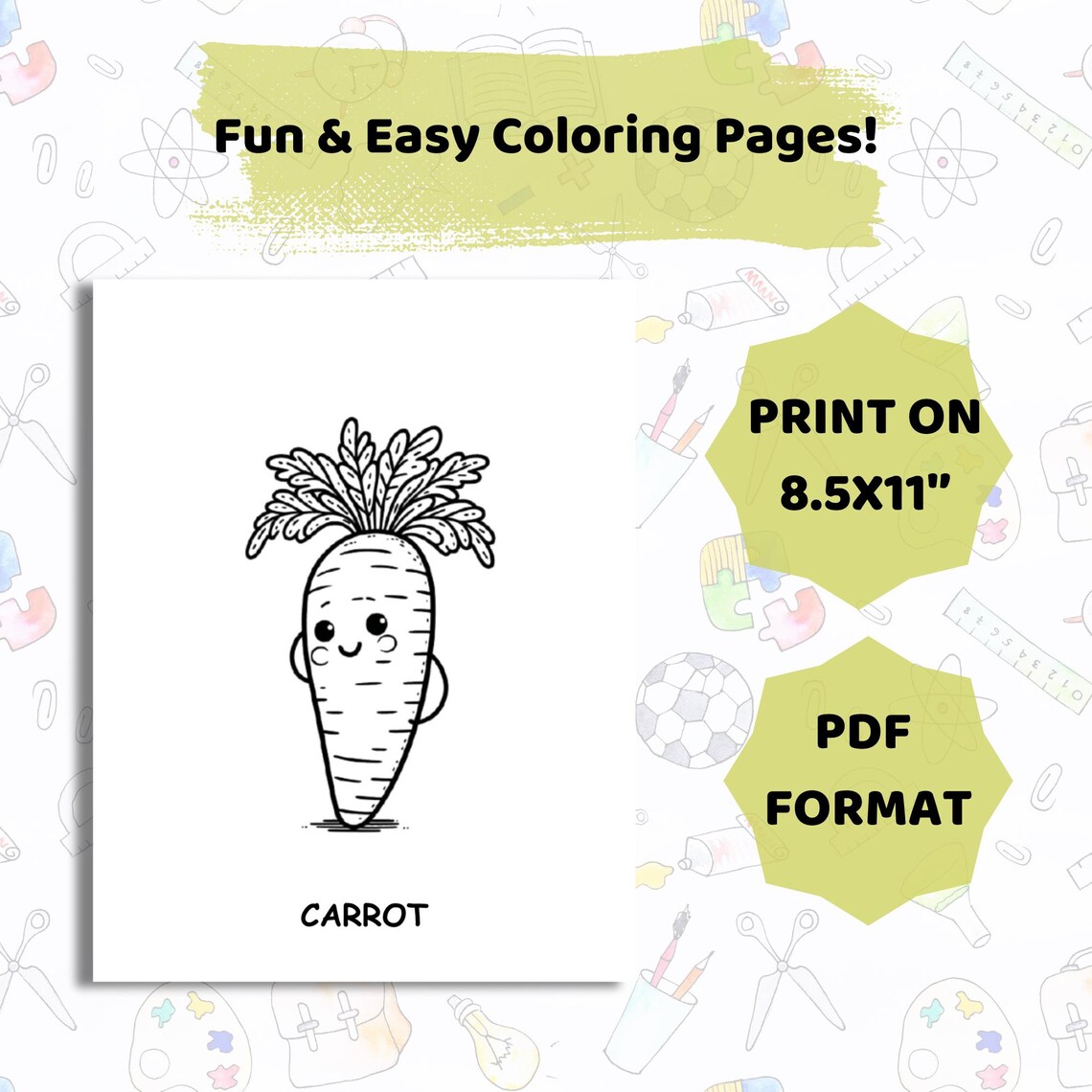 Fruit & Vegetable Coloring Pages – Cute, Educational, Fun Activity for ...