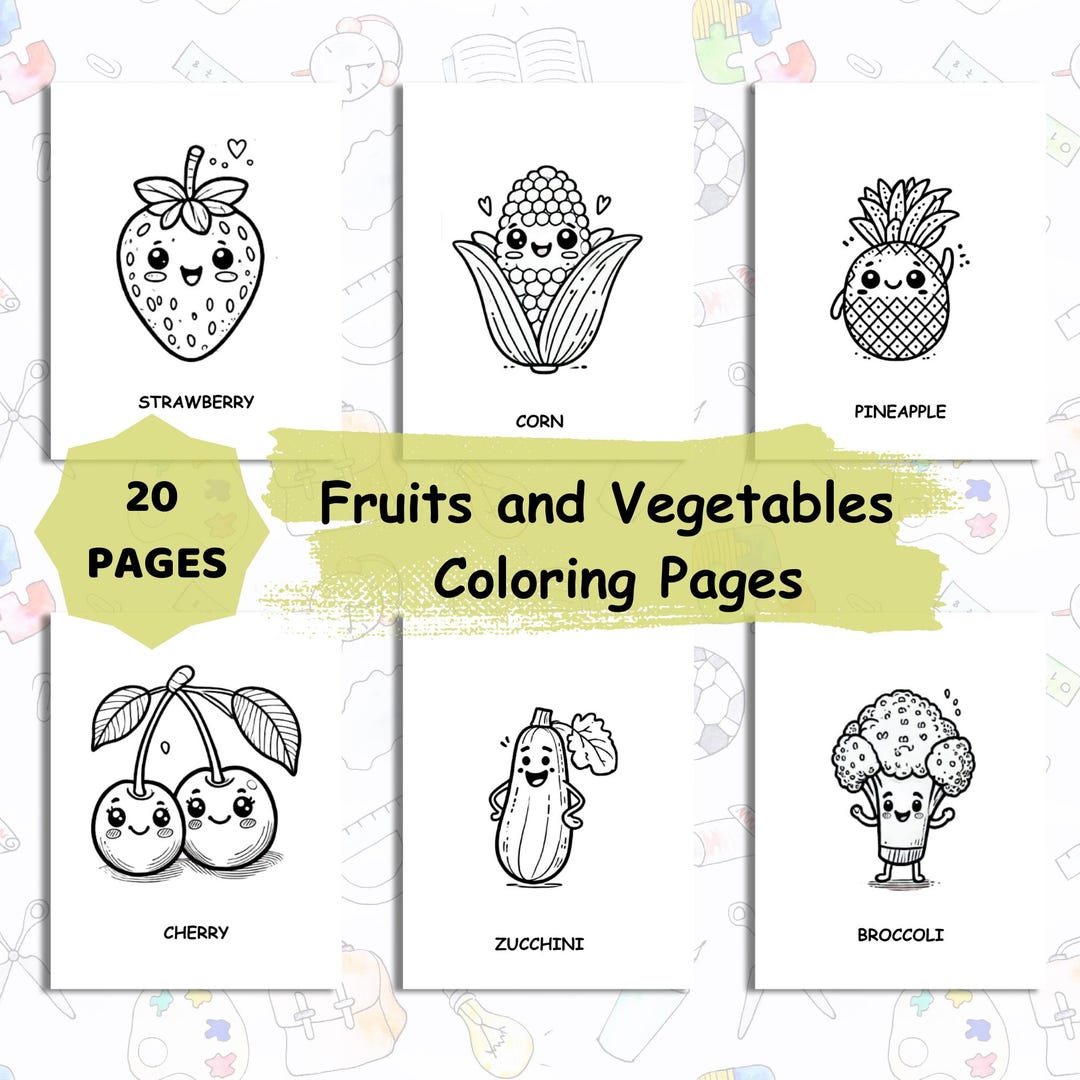 Fruit & Vegetable Coloring Pages – Cute, Educational, Fun Activity for ...