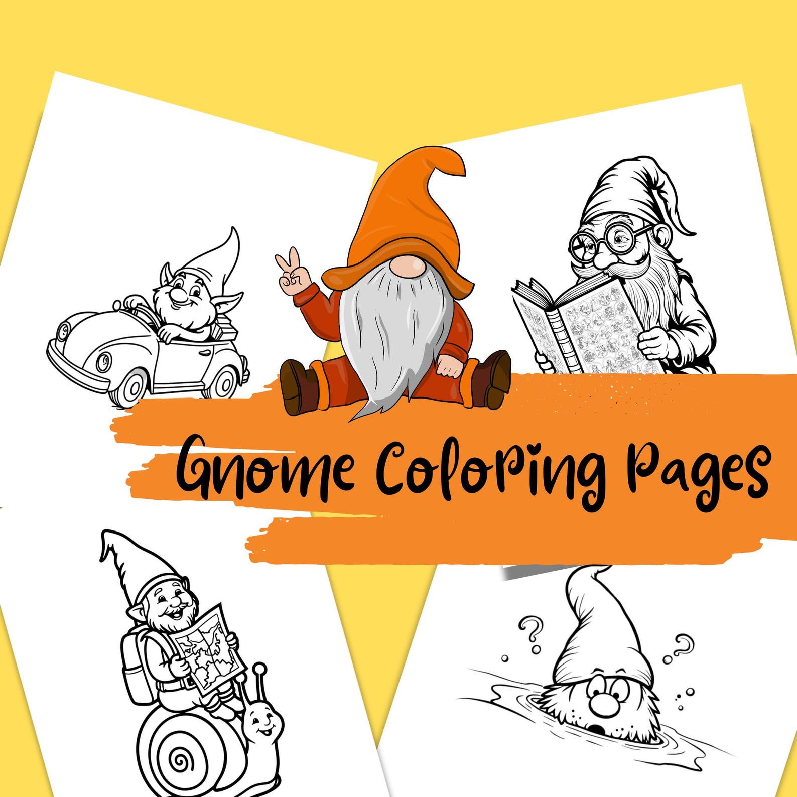 Gnome Coloring Pages, Enchanted Gnome Coloring Page, Fantasy Gnome ...