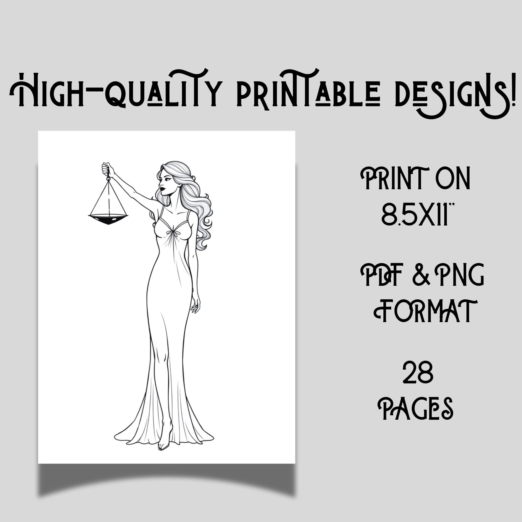 Libra Zodiac Coloring Pages, Libra PNG, Libra Art, Libra Gifts, Libra ...
