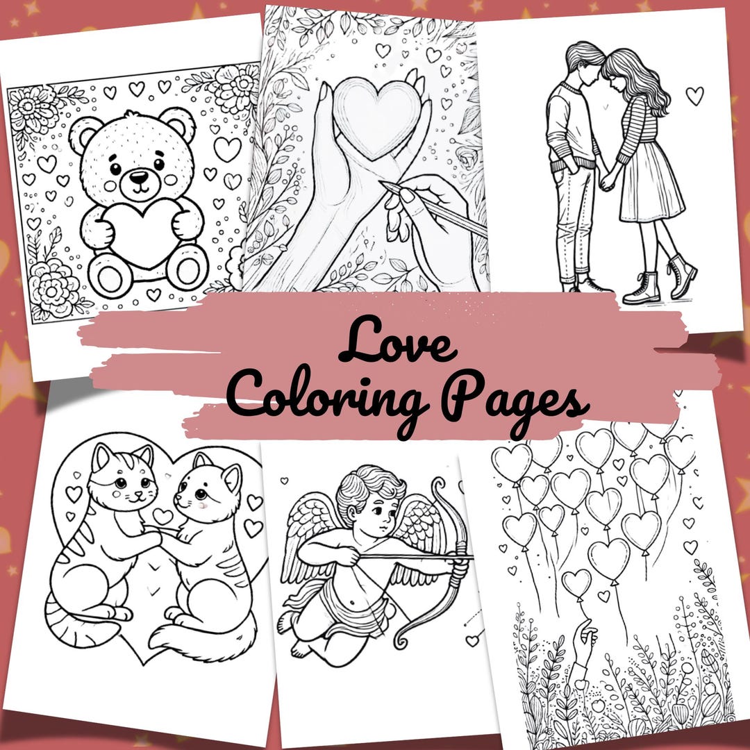 Love Coloring Pages, Heartful Romantic Designs for Couples & Kids ...