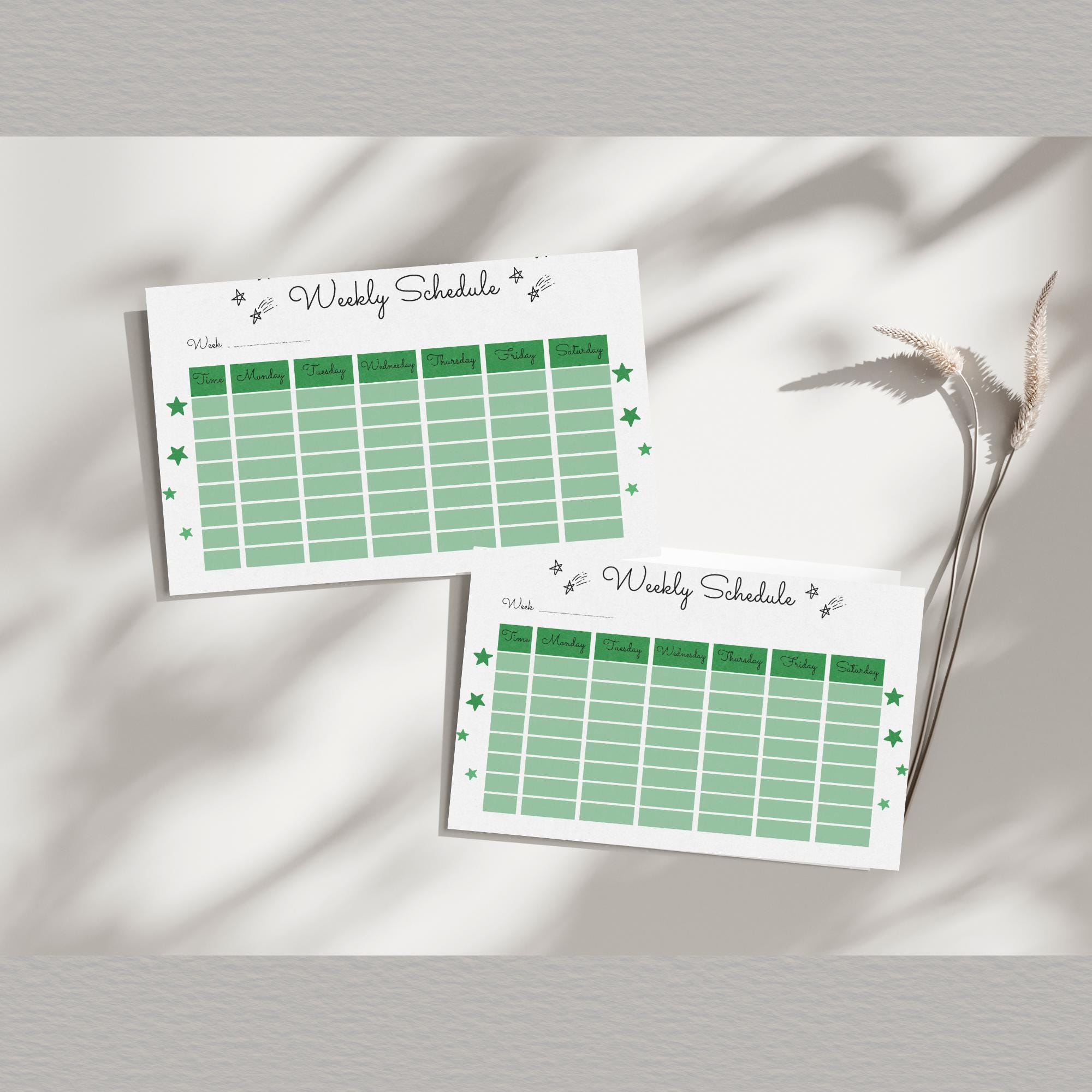 Weekly Planner Digital Template - Green Minimalist A4 & Letter Size ...
