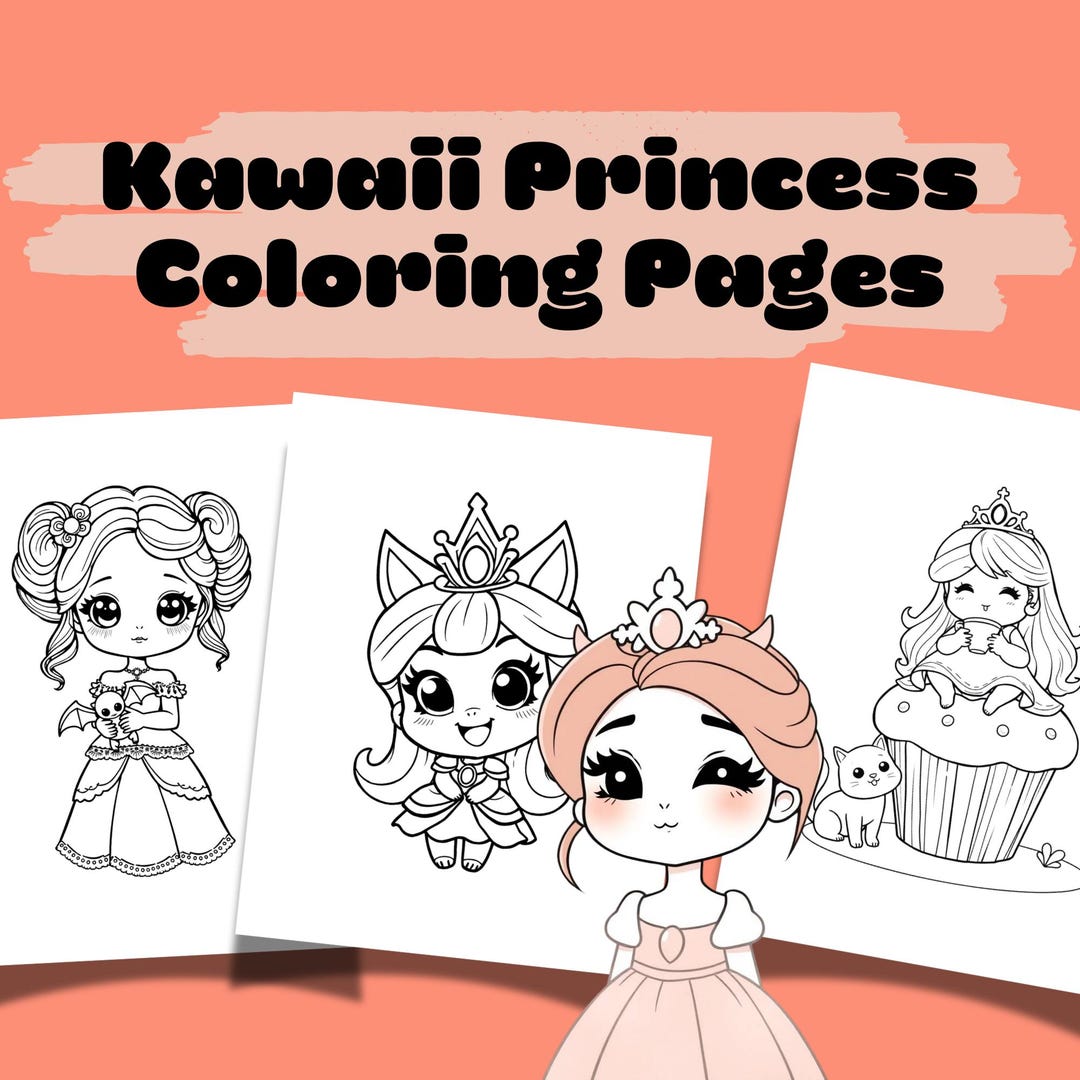 Kawaii Princess Coloring Pages, Kawaii Png, Kawaii Print, Kawaii Art ...