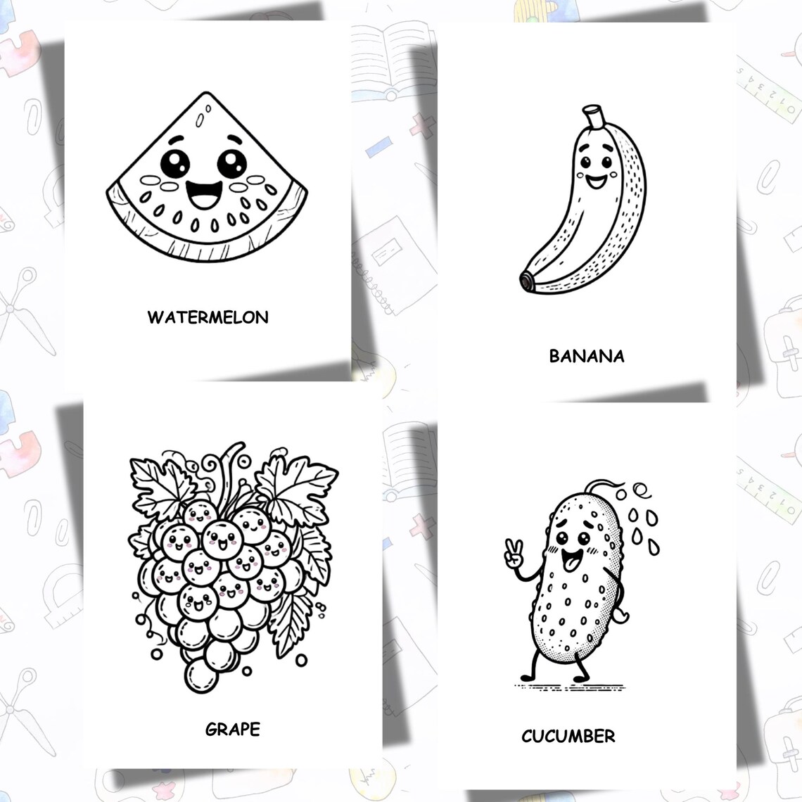 Fruit & Vegetable Coloring Pages – Cute, Educational, Fun Activity for ...