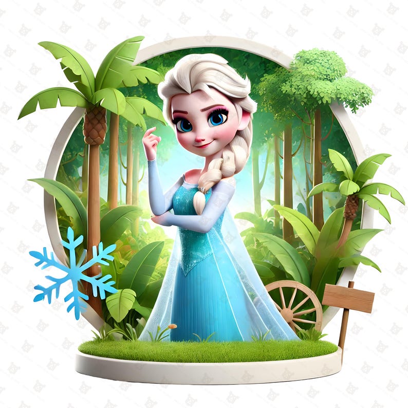 Elsa Frozen Jungle Clipart High Quality 3D PNG Cheerful Printable for ...