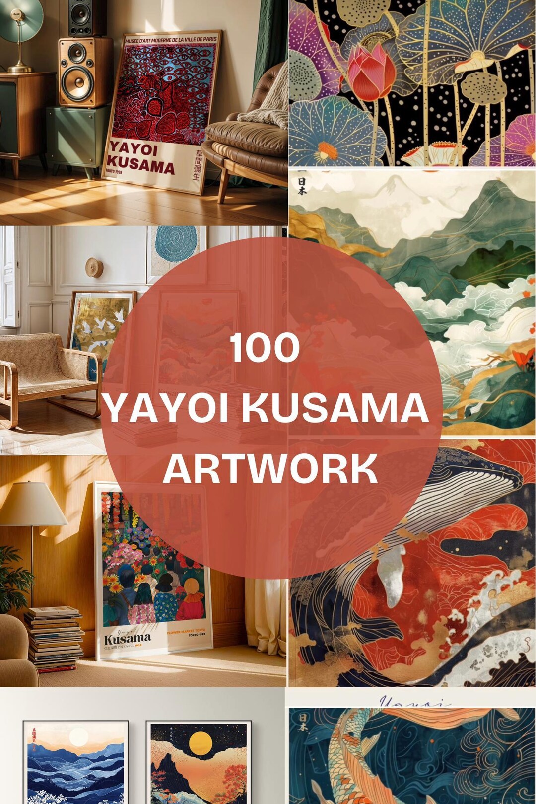 100pcs Bundle, Yayoi Kusama Digital Art, Print for Home Decor, Instant ...