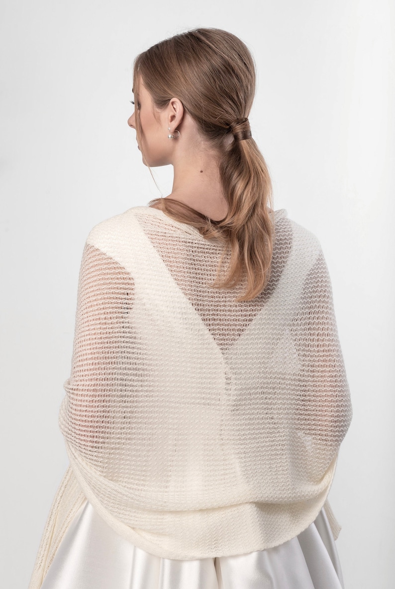 Knitted Wedding Laces Shawl, Ivory Wedding Shawl, Merino Wool Stole ...