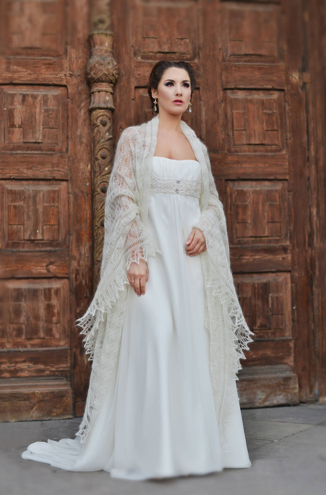 Wedding Lace Shawl, Ivory Laces Wedding Shawl, Mohair With Silk Wrap ...