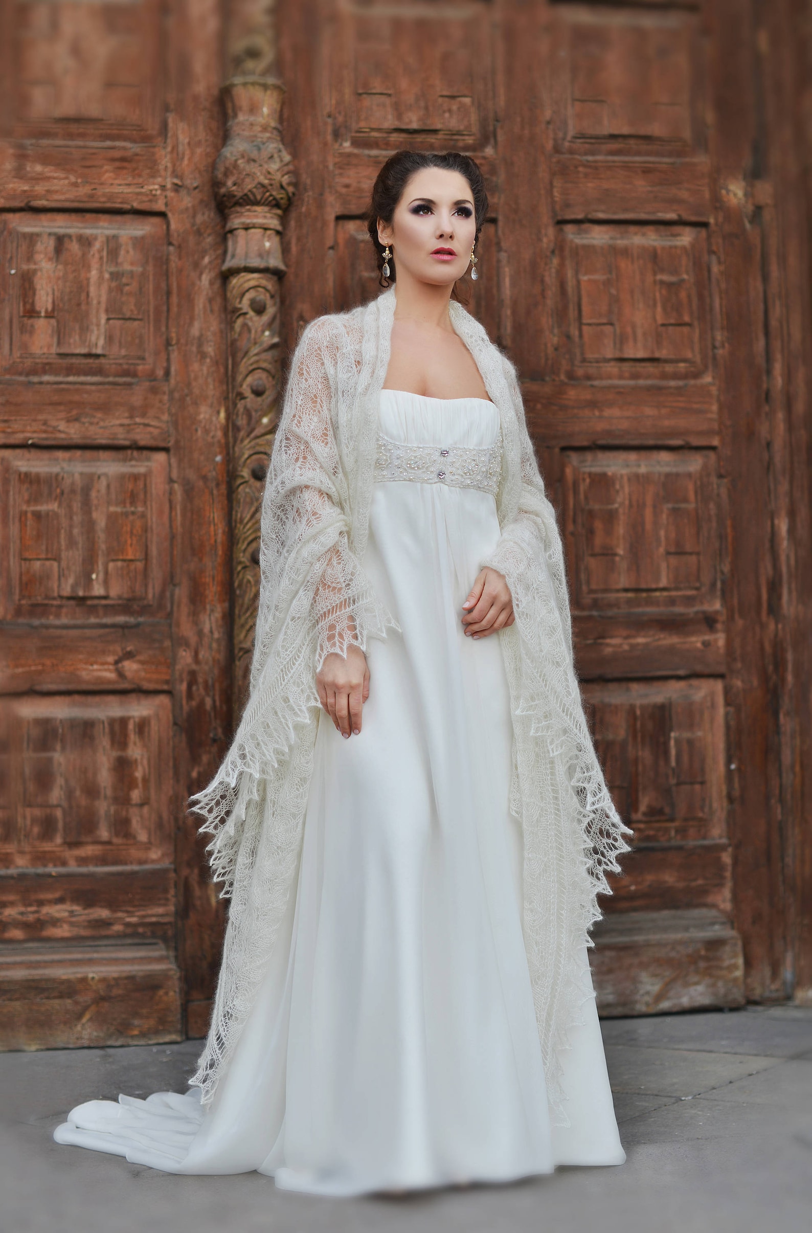 Wedding Lace Shawl, Ivory Laces Wedding Shawl, Mohair With Silk Wrap ...