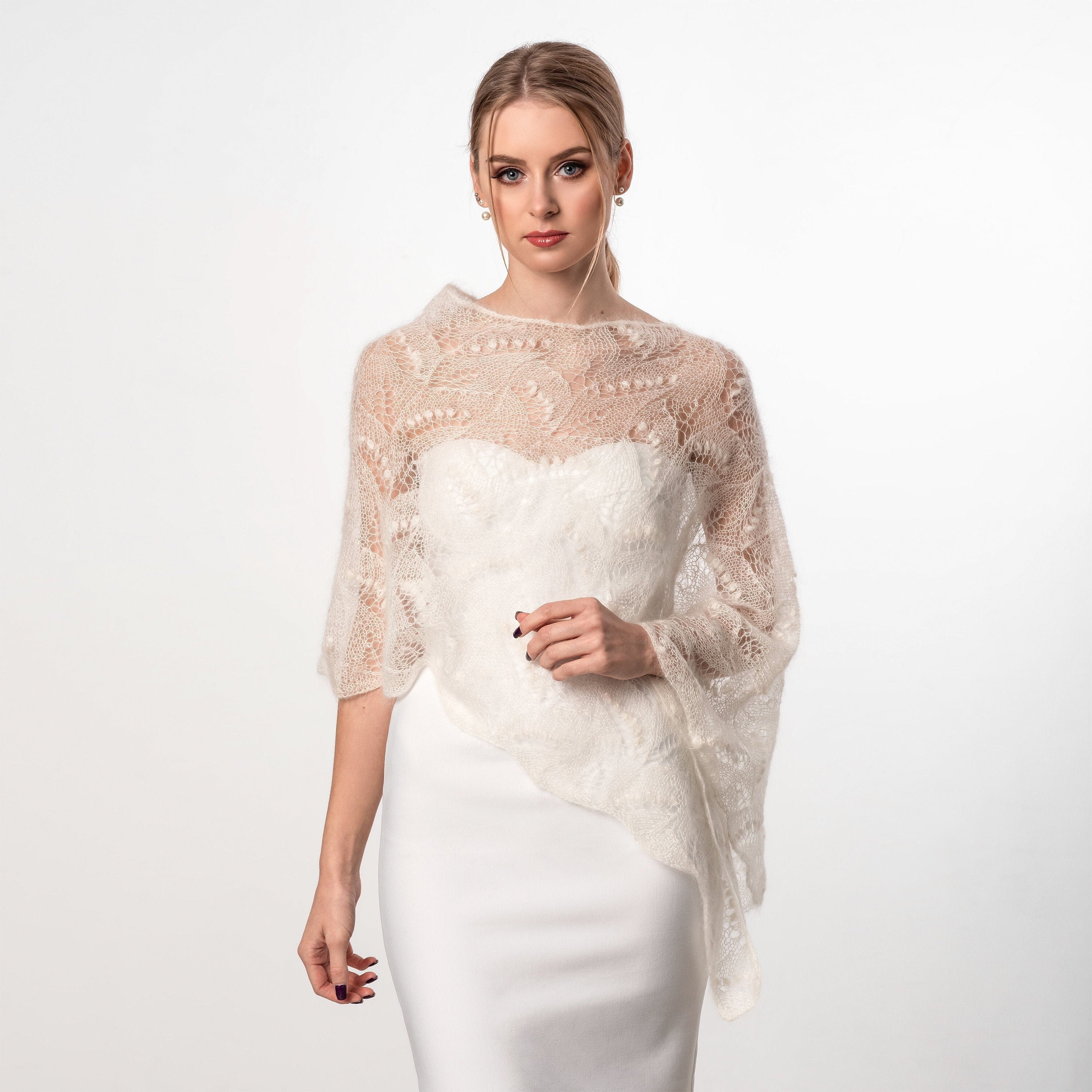 Bridal Mohair Poncho Ivory Color, Mohair Wedding Shawl, Handmade Wrap ...