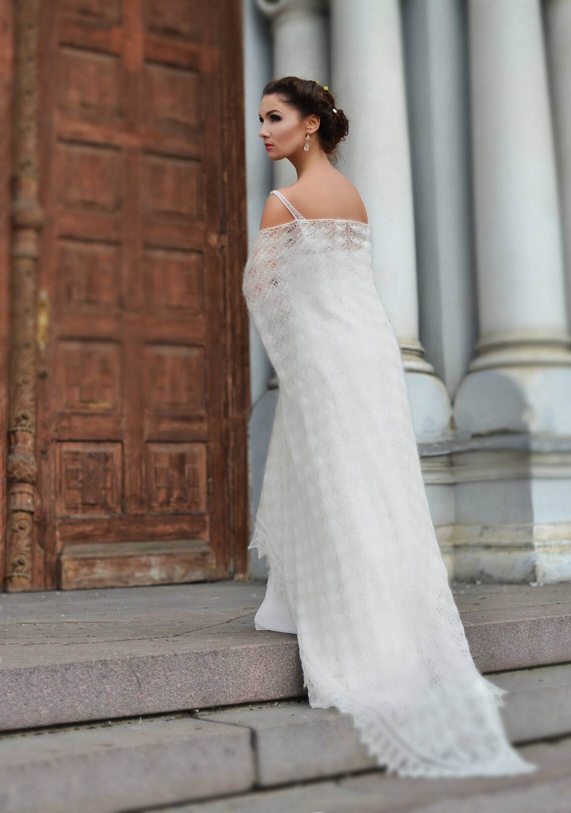 Wedding Lace Shawl, Ivory Laces Wedding Shawl, Mohair With Silk Wrap ...