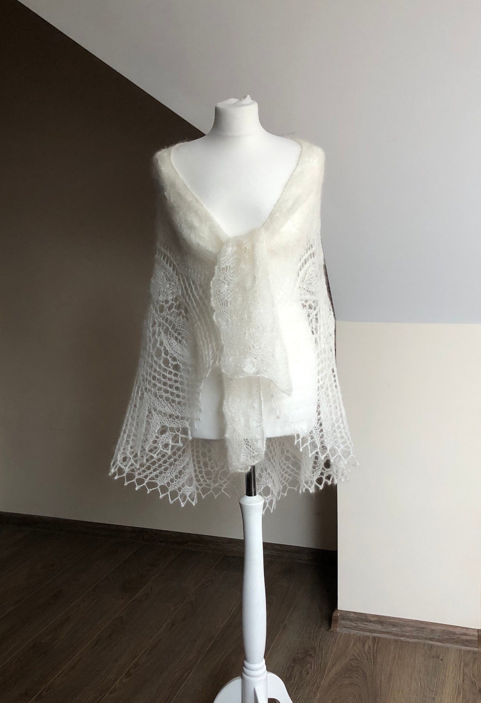 Knitted Wedding Mohair Shawl, Ivory Mohair Wrap, Bridal Wrap, Ivory ...