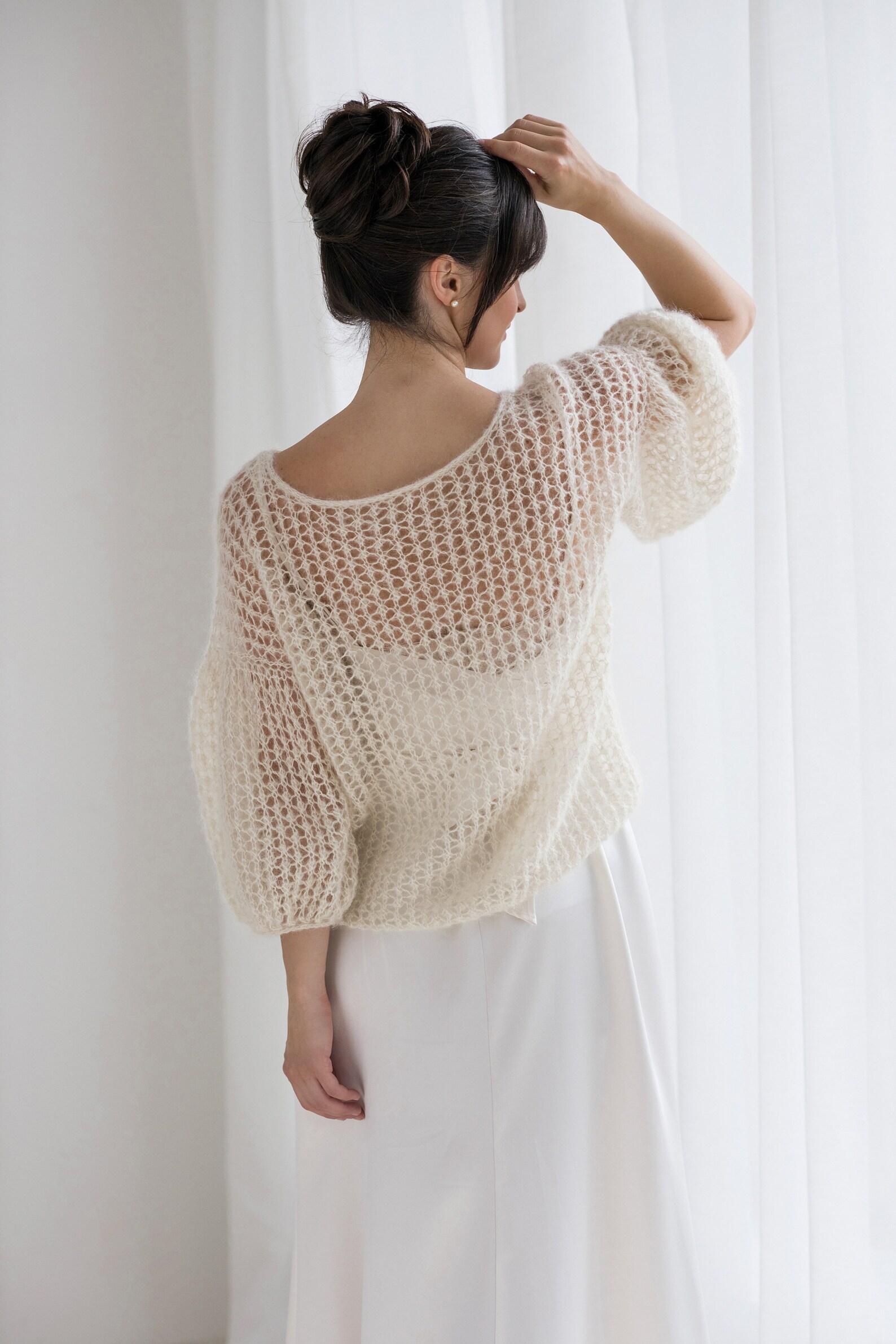 Blue Mohair Wedding Sweater, Sky Blue Bridal Silk Mohair Pullover ...