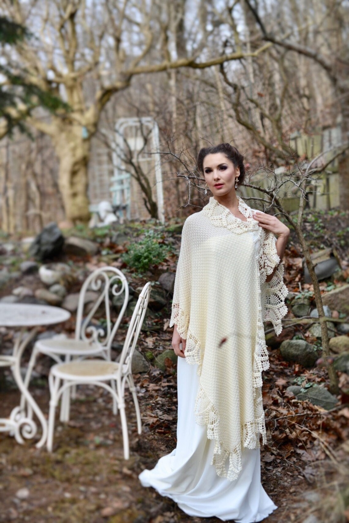 Wedding Wrap, Merino Wool Shawl, Ivory Wedding Shawl, Brides Merino ...