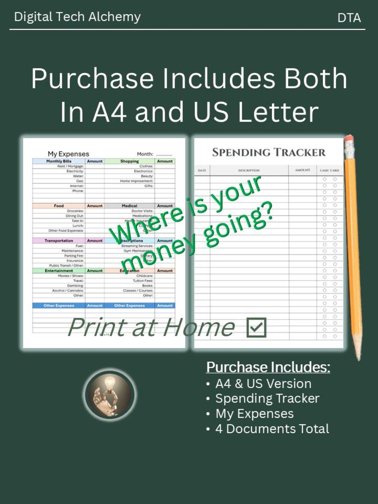 Printable Budget Tracker | Personal Finance Planner | Expense Organizer ...