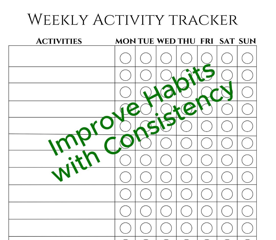 Weekly Activity Tracker | Printable Habit Tracker | Self-accountability ...
