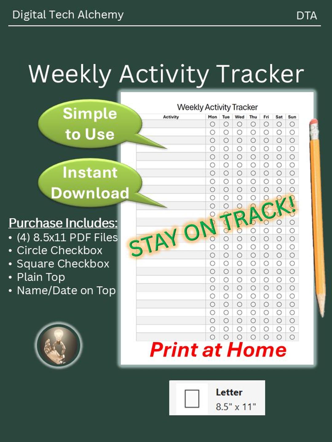 Weekly Activity Tracker | Printable Planner | Personal Activity Tracker ...