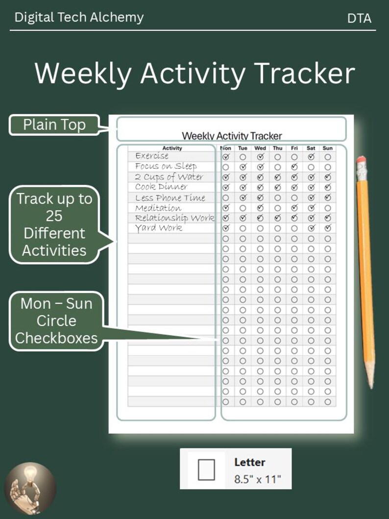 Weekly Habit Tracker Printable | Productivity Planner for Better ...
