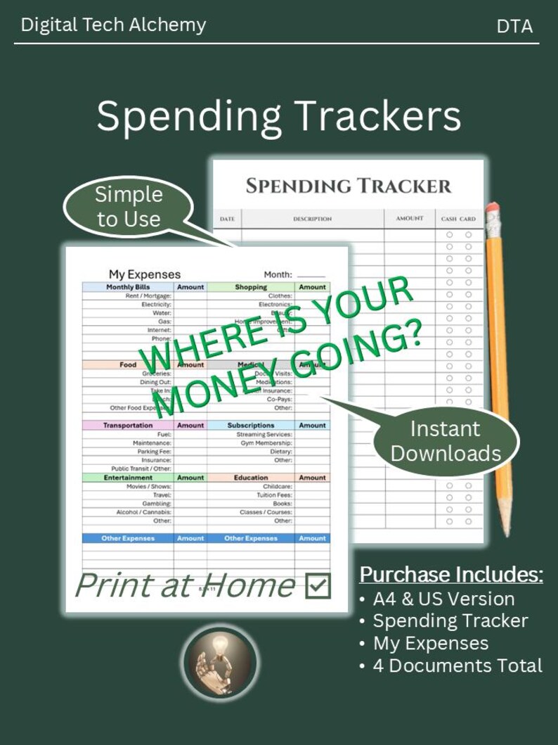 Printable Budget Tracker | Personal Finance Planner | Expense Organizer ...