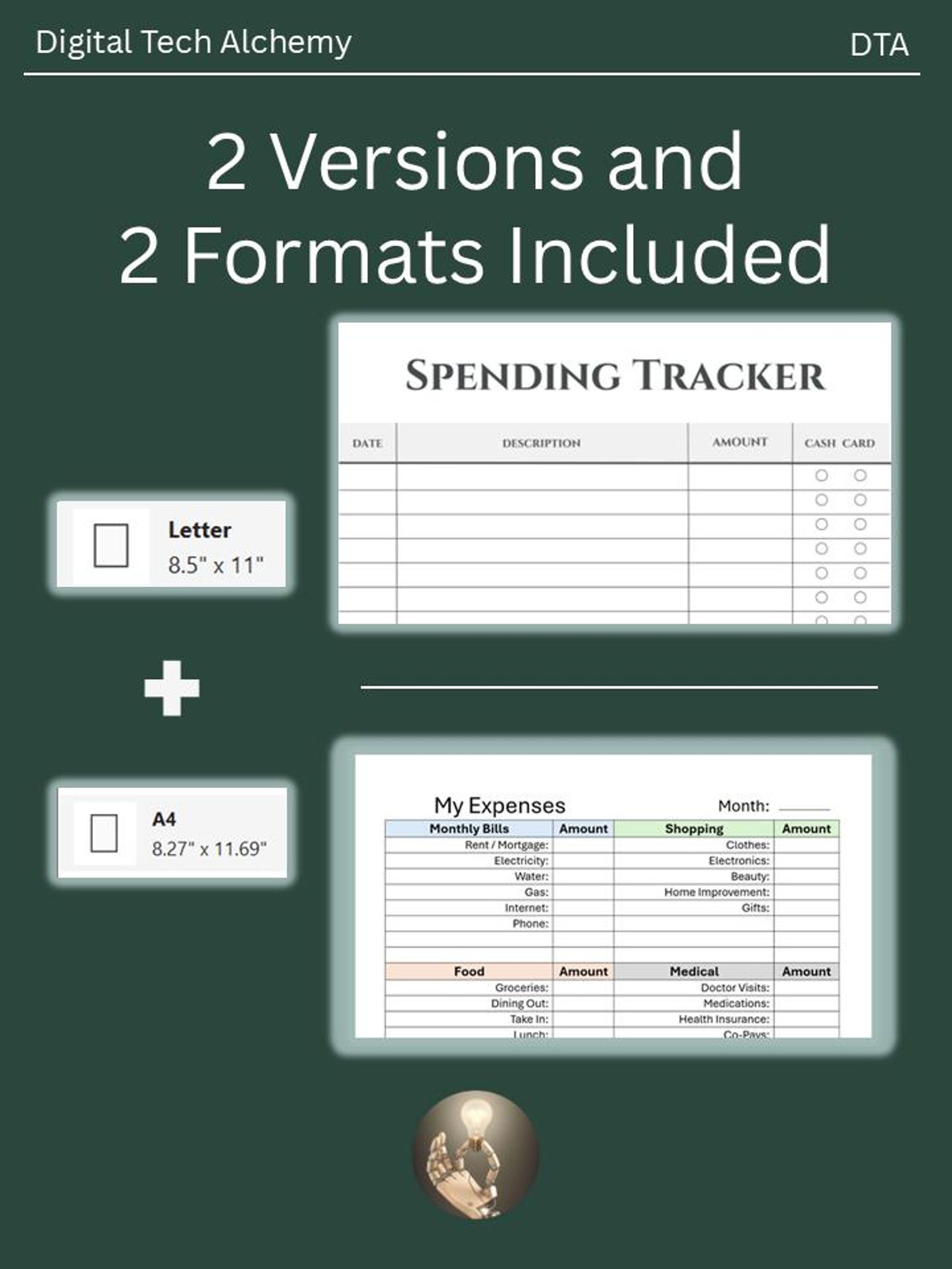Printable Budget Tracker | Personal Finance Planner | Expense Organizer ...