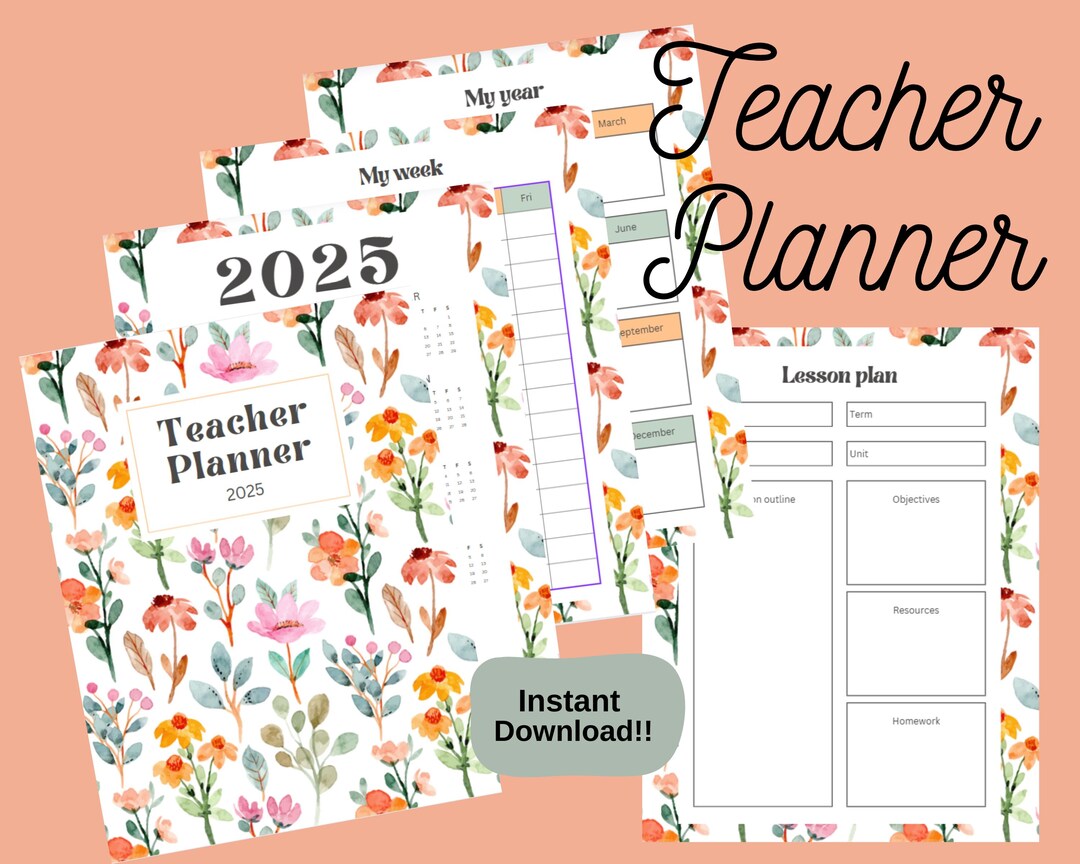 Watercolor Floral Teacher Planner - Etsy