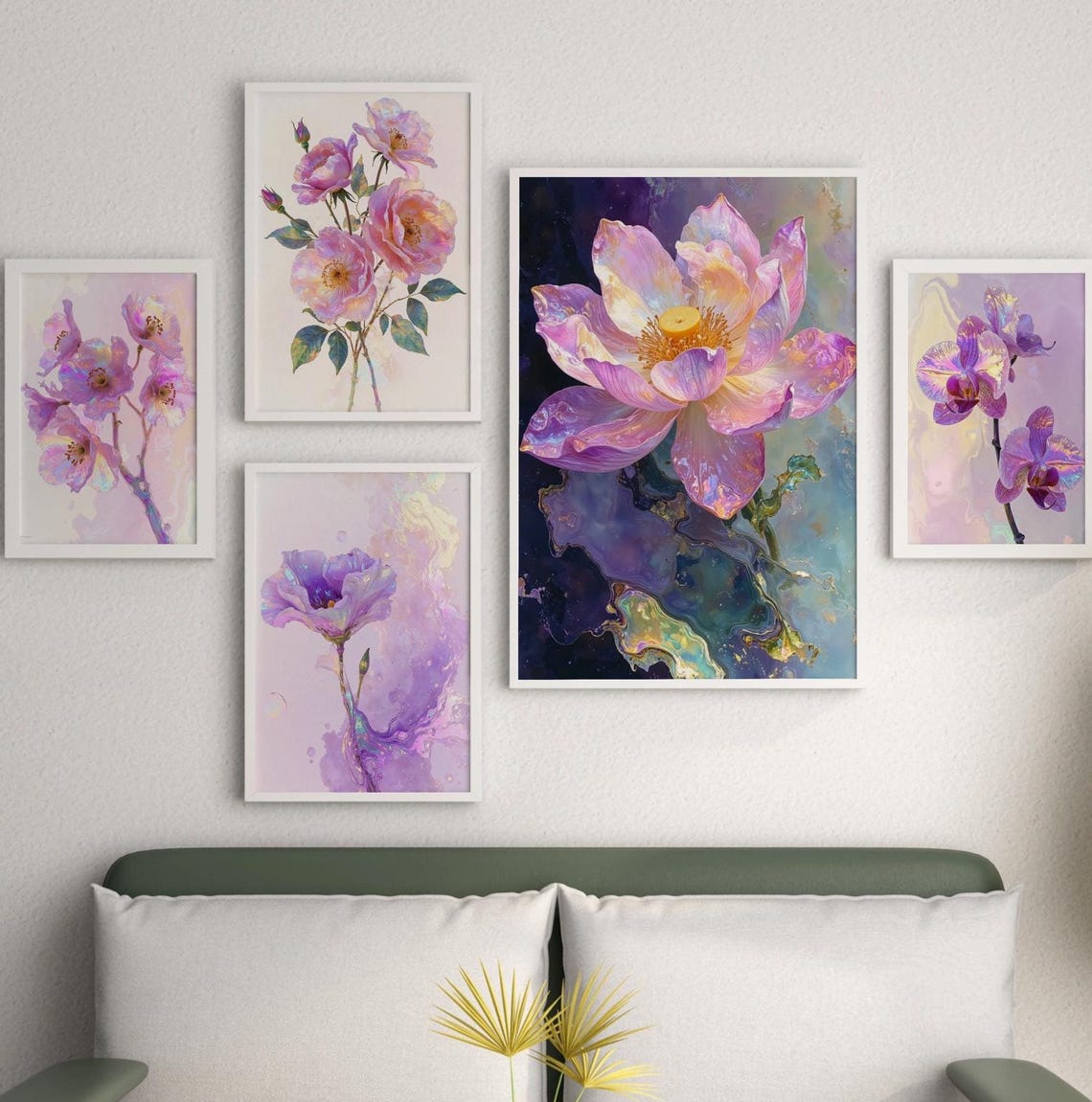 Watercolor Flower Printable Wall Art | Iridescent Digital Art | 12 ...