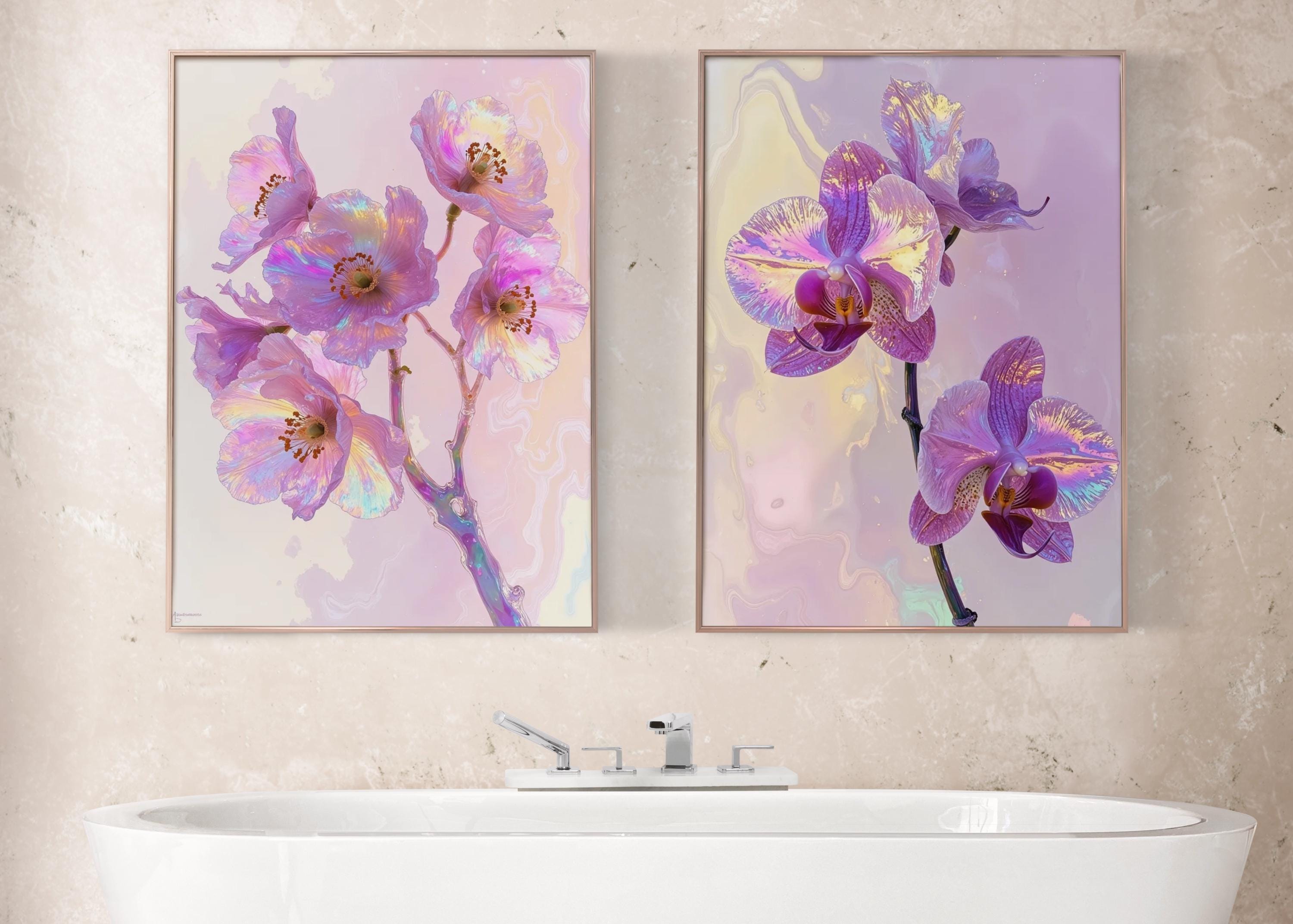 Watercolor Flower Printable Wall Art | Iridescent Digital Art | 12 ...