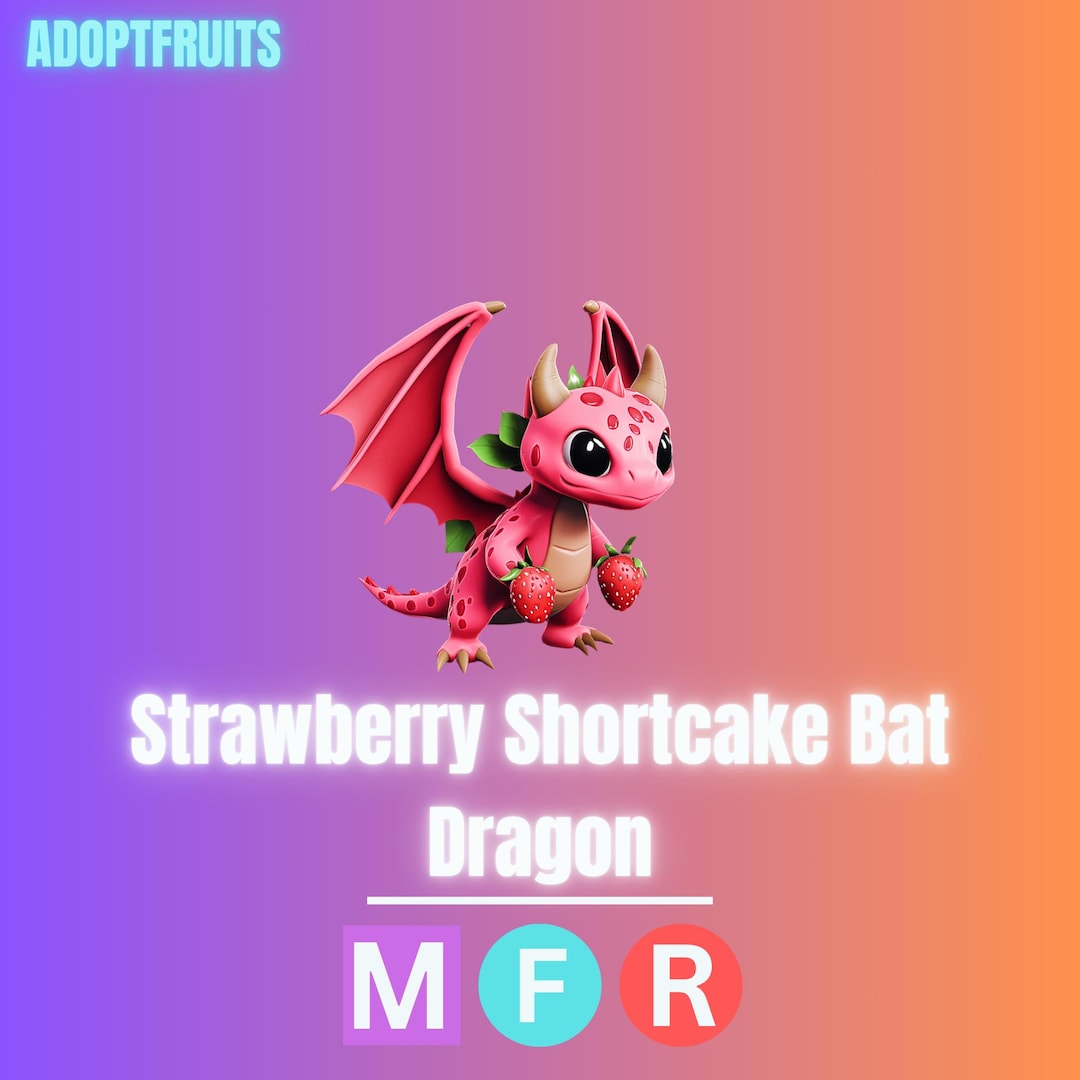 Adopt Me Strawberry Shortcake Bat Dragon MFR Mega Neon Fly Ride - Etsy