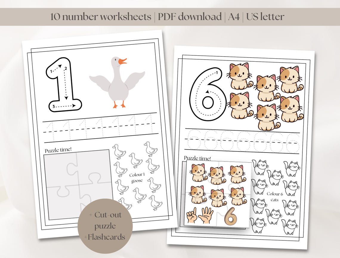 Number Tracing Worksheet 1-10 for Kids Preschool Printable Activity ...