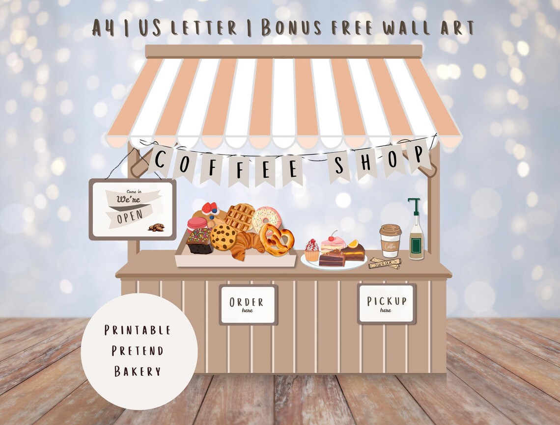 Coffee Shop Dramatic Play Printable, Pretend Play Bakery, Imaginative ...