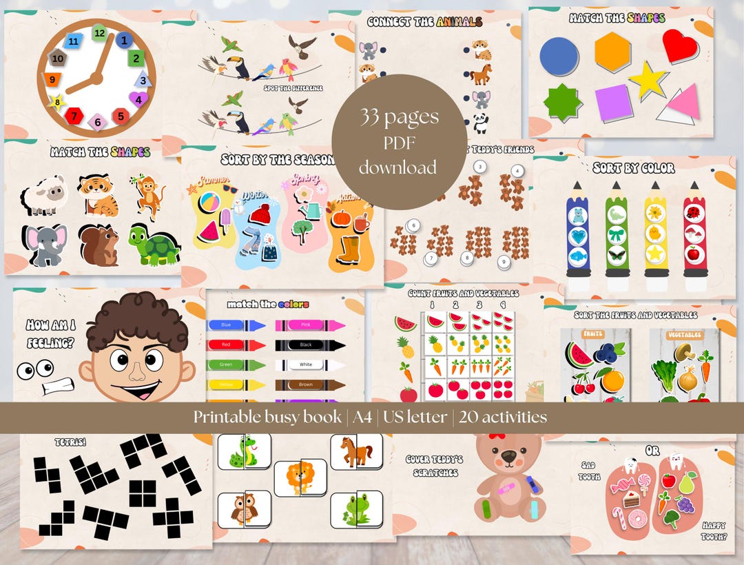 Busy Book Printable, Toddler Learning Binder, Preschool Learning ...