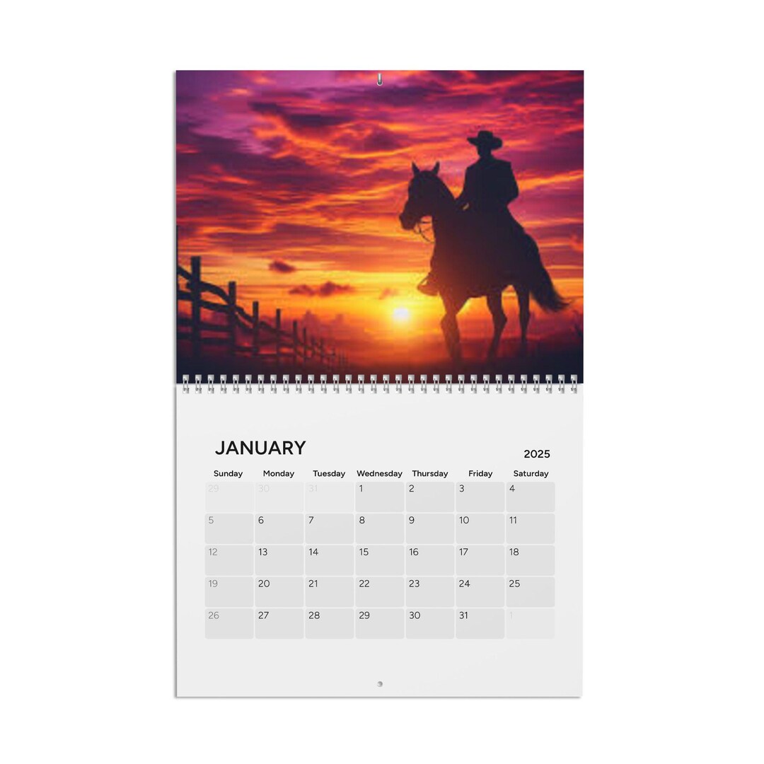 Cowboy Calendar 2025 - Rustic Western Wall Calendar for Horse Lovers - Etsy