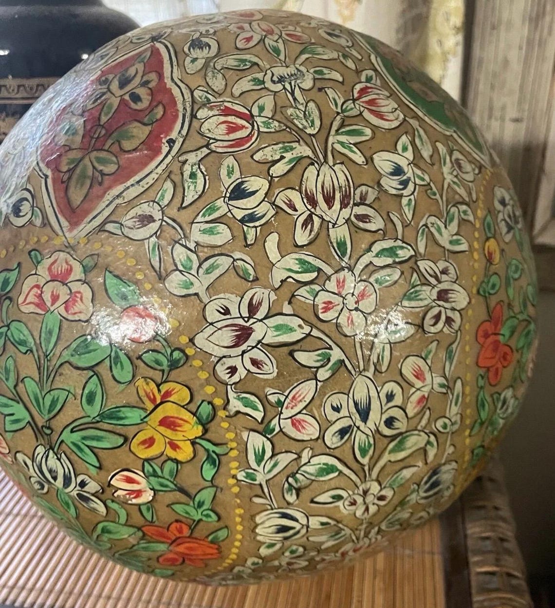 Vintage/mcm Hand-painted Camel Bladder Table Lamp Globe, Pakistan - Etsy