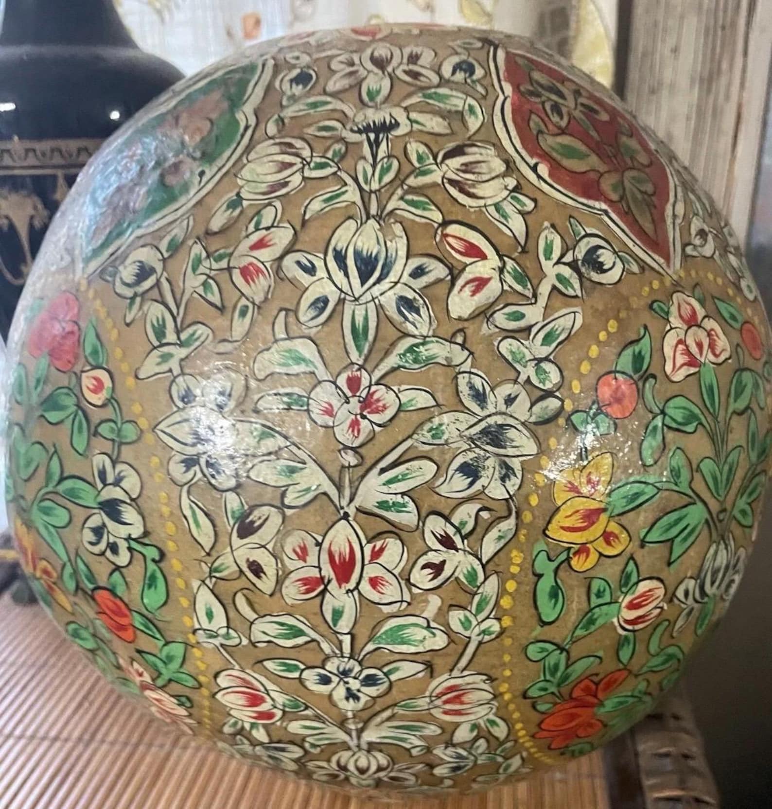 Vintage/mcm Hand-painted Camel Bladder Table Lamp Globe, Pakistan - Etsy