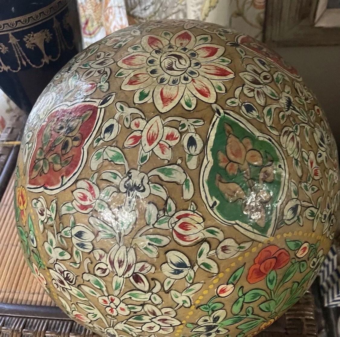 Vintage/mcm Hand-painted Camel Bladder Table Lamp Globe, Pakistan - Etsy