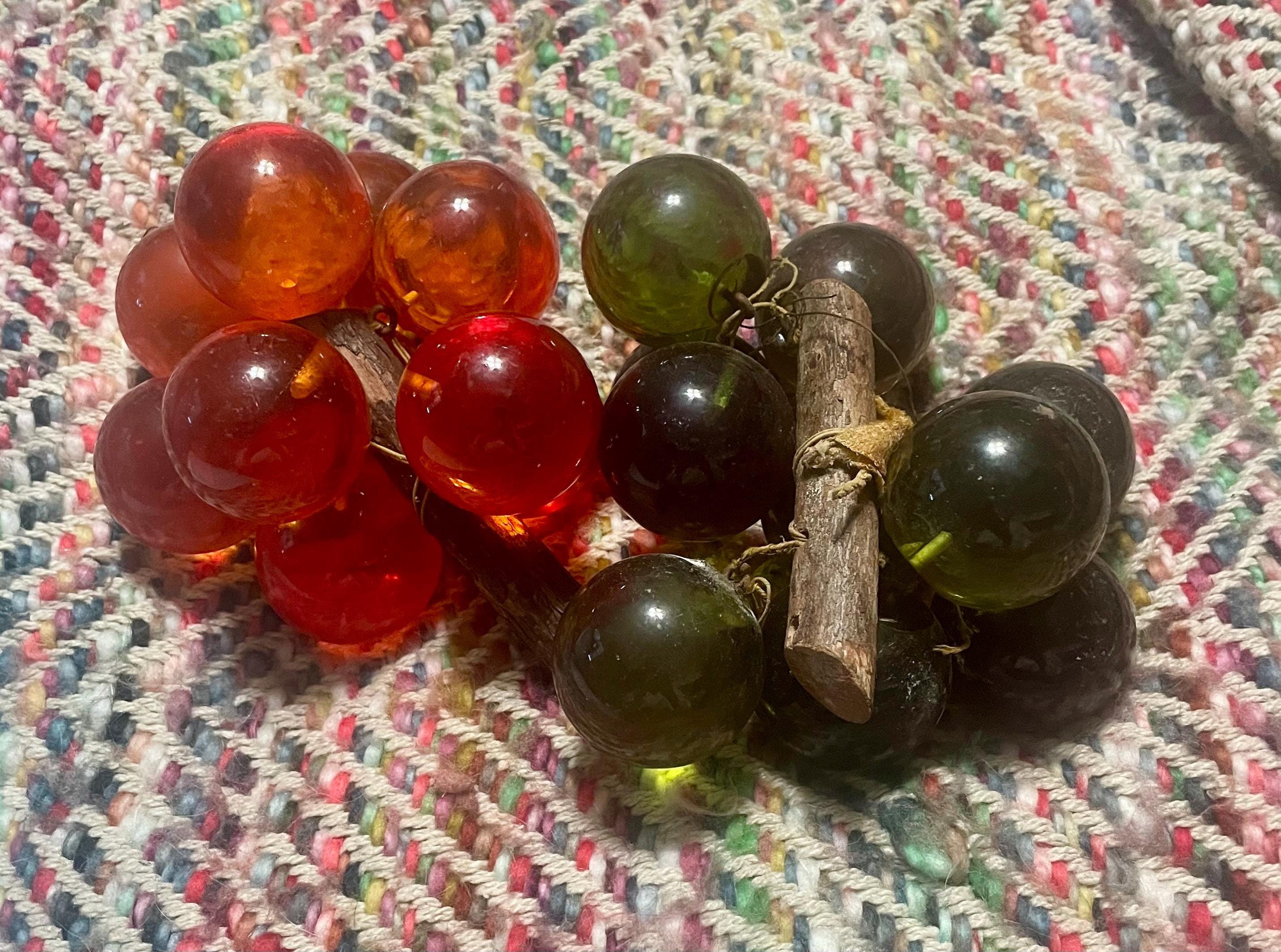 Vintage Lucite Grape Clusters, Amber and Green - Etsy