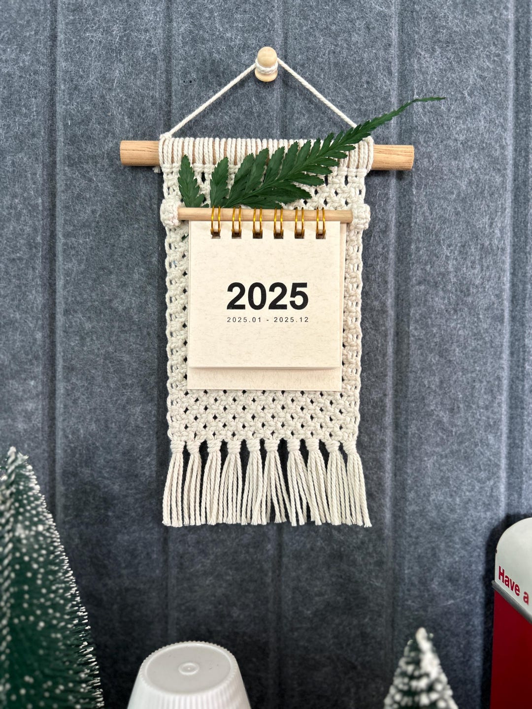Mini Handmade Macrame Calendar 2025 – Compact Wall Hanging Decor ...
