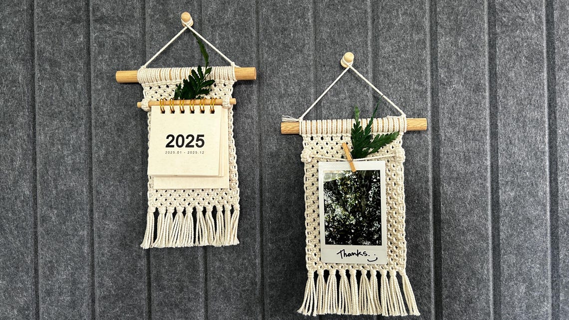 Mini Handmade Macrame Calendar 2025 – Compact Wall Hanging Decor ...