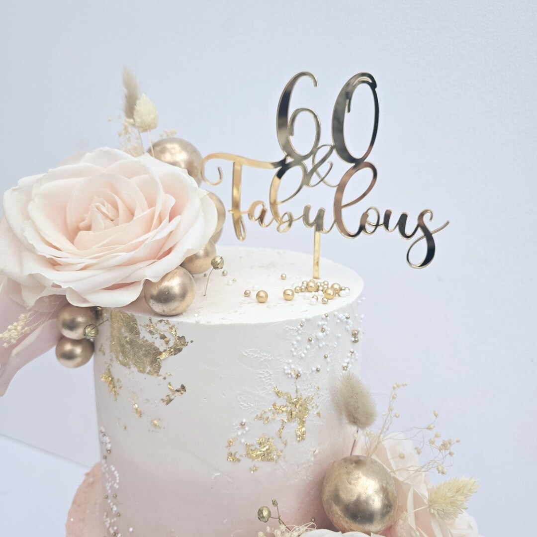 Personalised Age & Fabulous Cake Topper, Custom Age Acrylic Cake Topper ...