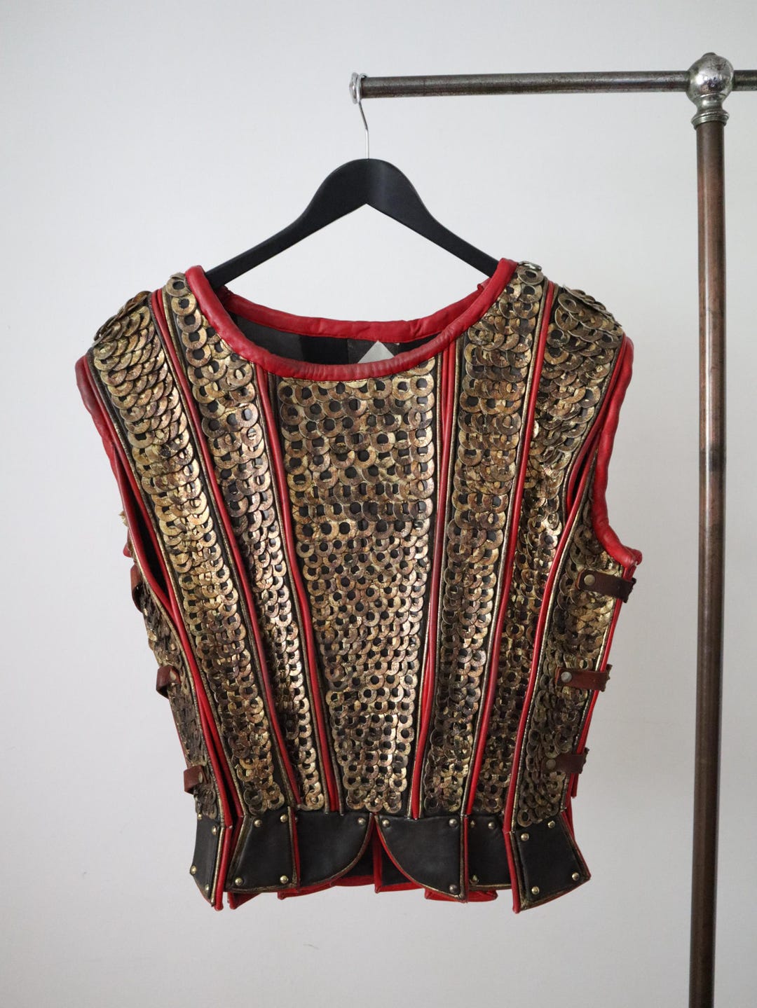 Royal Opera House OTHELLO Leather Armour Vest Costume Red Gold Buckles ...