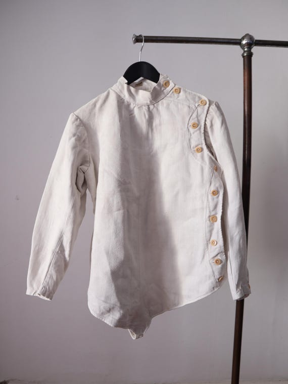 1920s French Linen Fencing Jacket Prieur Paris Sports… - Gem