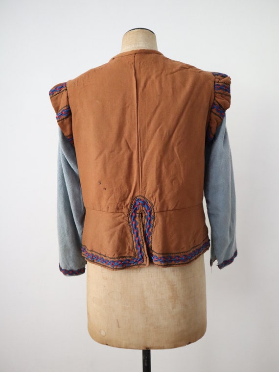 Antique French Theatre Costume Jacket Brown Cotton Bl… - Gem