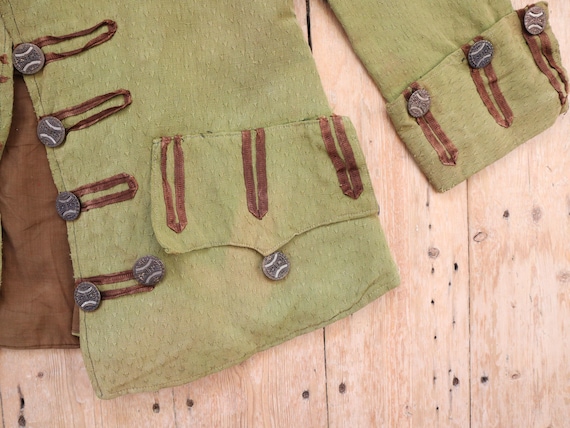 1920s French Opera Theatre Costume Jacket Green Metal… - Gem