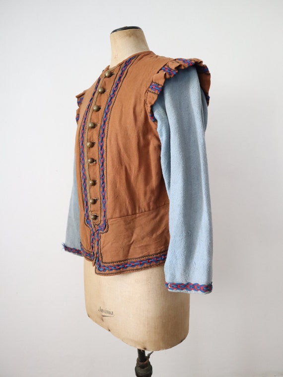 Antique French Theatre Costume Jacket Brown Cotton Bl… - Gem
