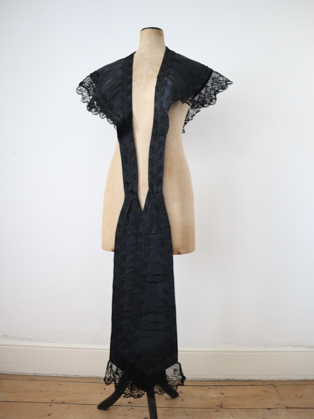 Antique French Black Silk Mantle Collar Lace Soutache Ribbon Trim - Etsy