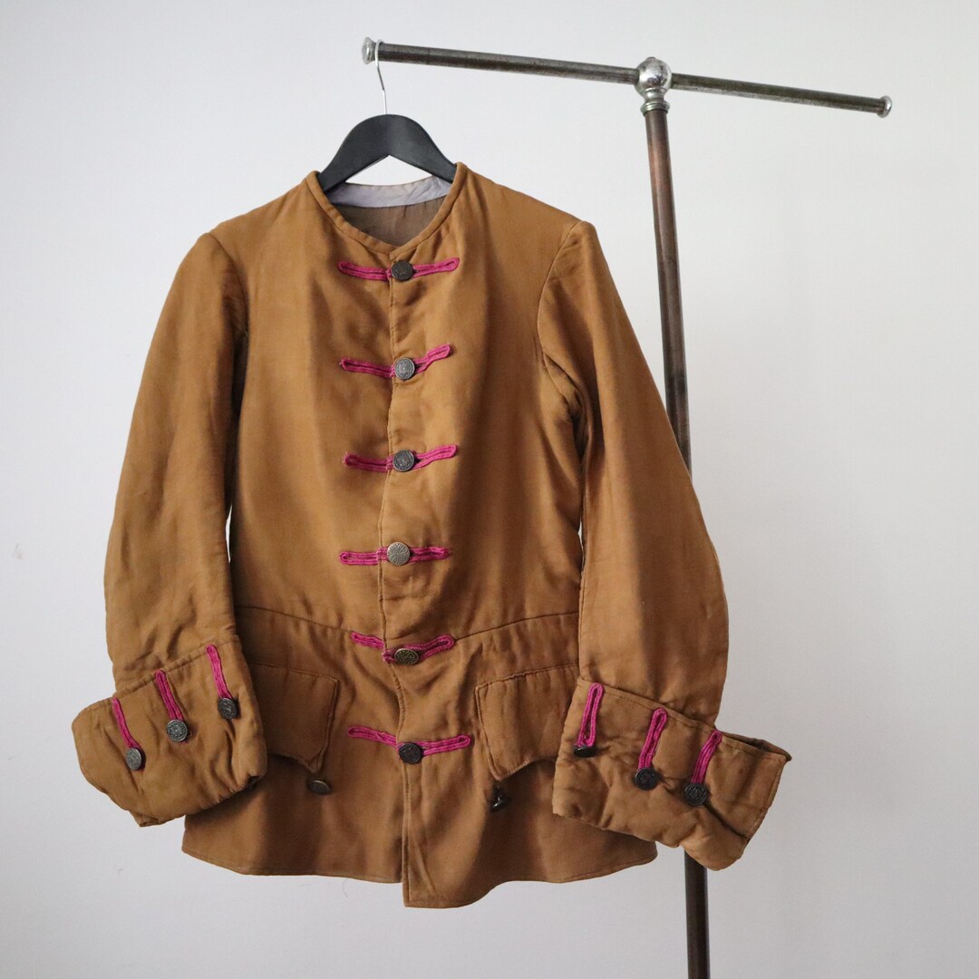 Antique French Theatre Costume Jacket Cotton Wool Magenta Trim Embossed ...