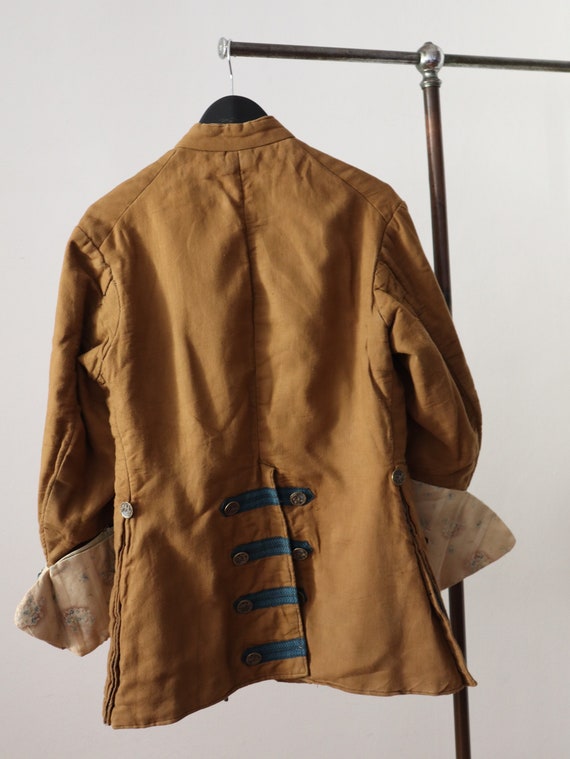 Antique French Theatre Costume Jacket Brown Cotton Te… - Gem