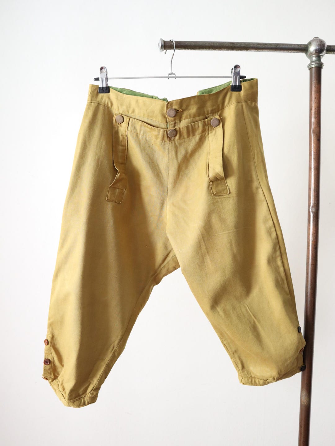 Antique French Opera Costume Breeches Green Cotton Flap From 18th ...