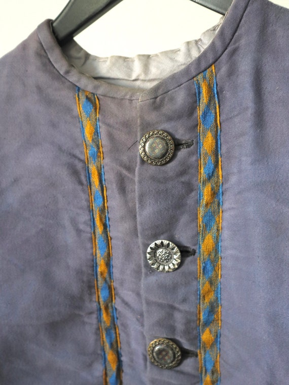 Antique lFrench Theatre Costume Jacket Blue cotton e… - Gem
